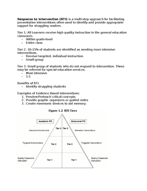 [Solved] A Explain the Response to Intervention RTI process by doing ...