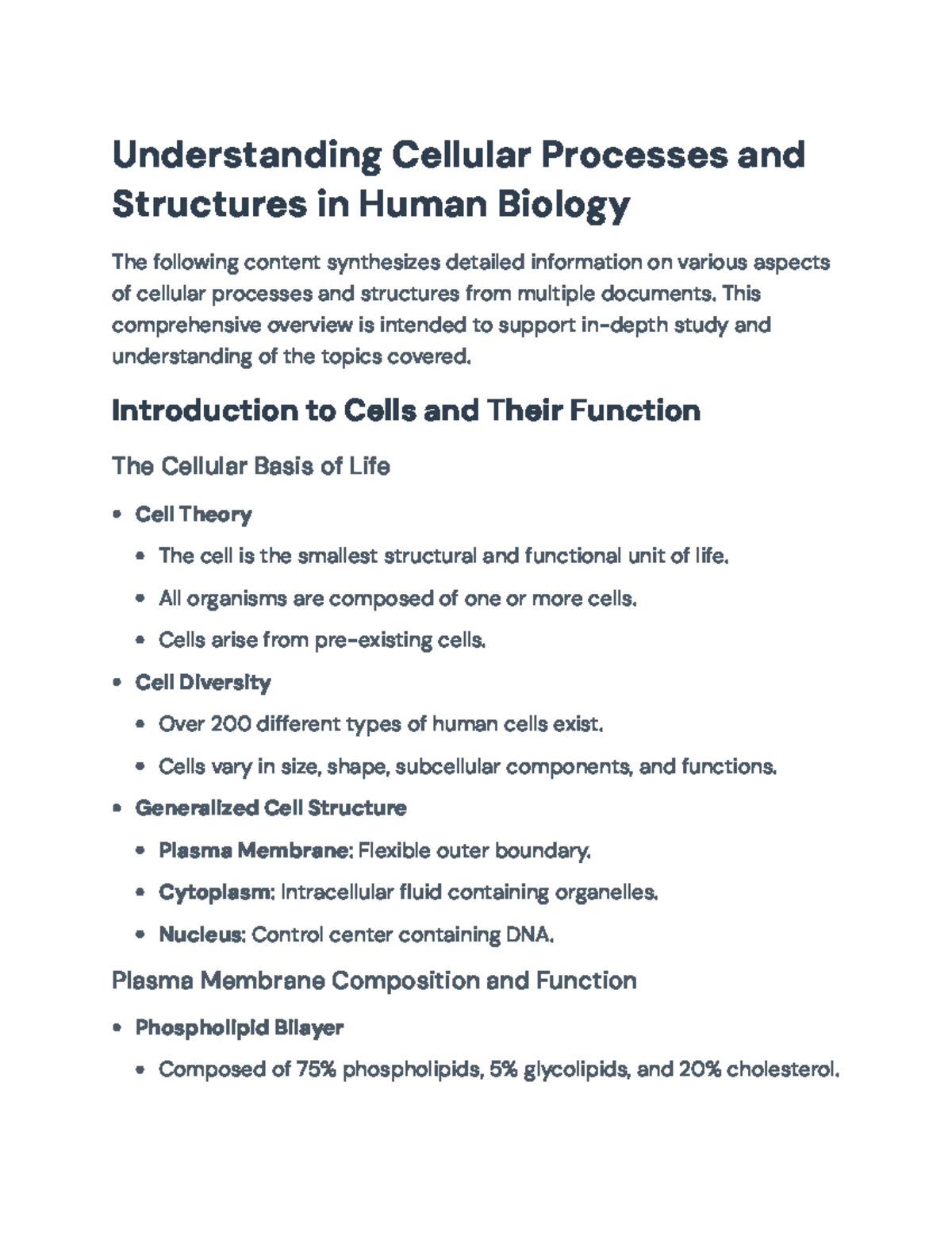 Cell Biology Overview: Structures, Processes, and Mechanisms (BIO101) - Understanding Cellular ...