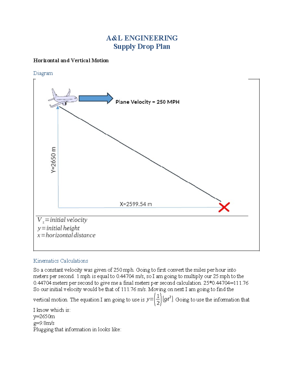 PHY 150 Project One Supply Drop Plan Template (Ura) - A&L ENGINEERING ...