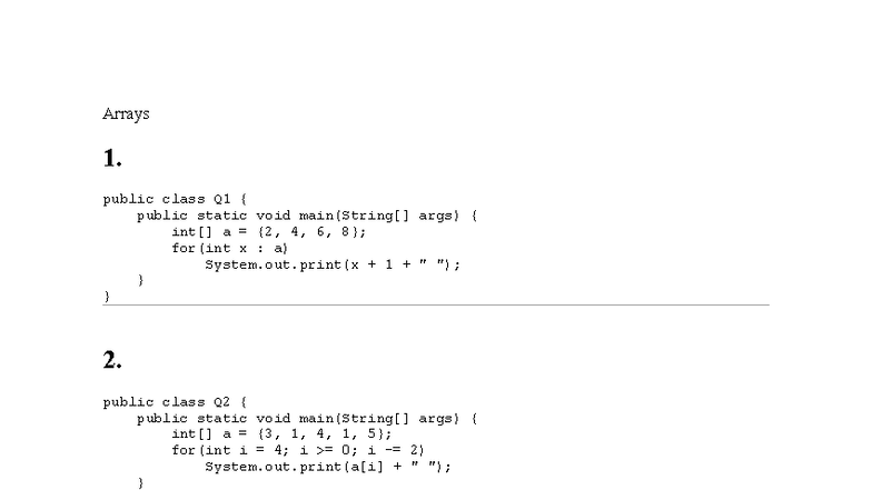 Java Arrays: Code Examples and Explanations - Studocu