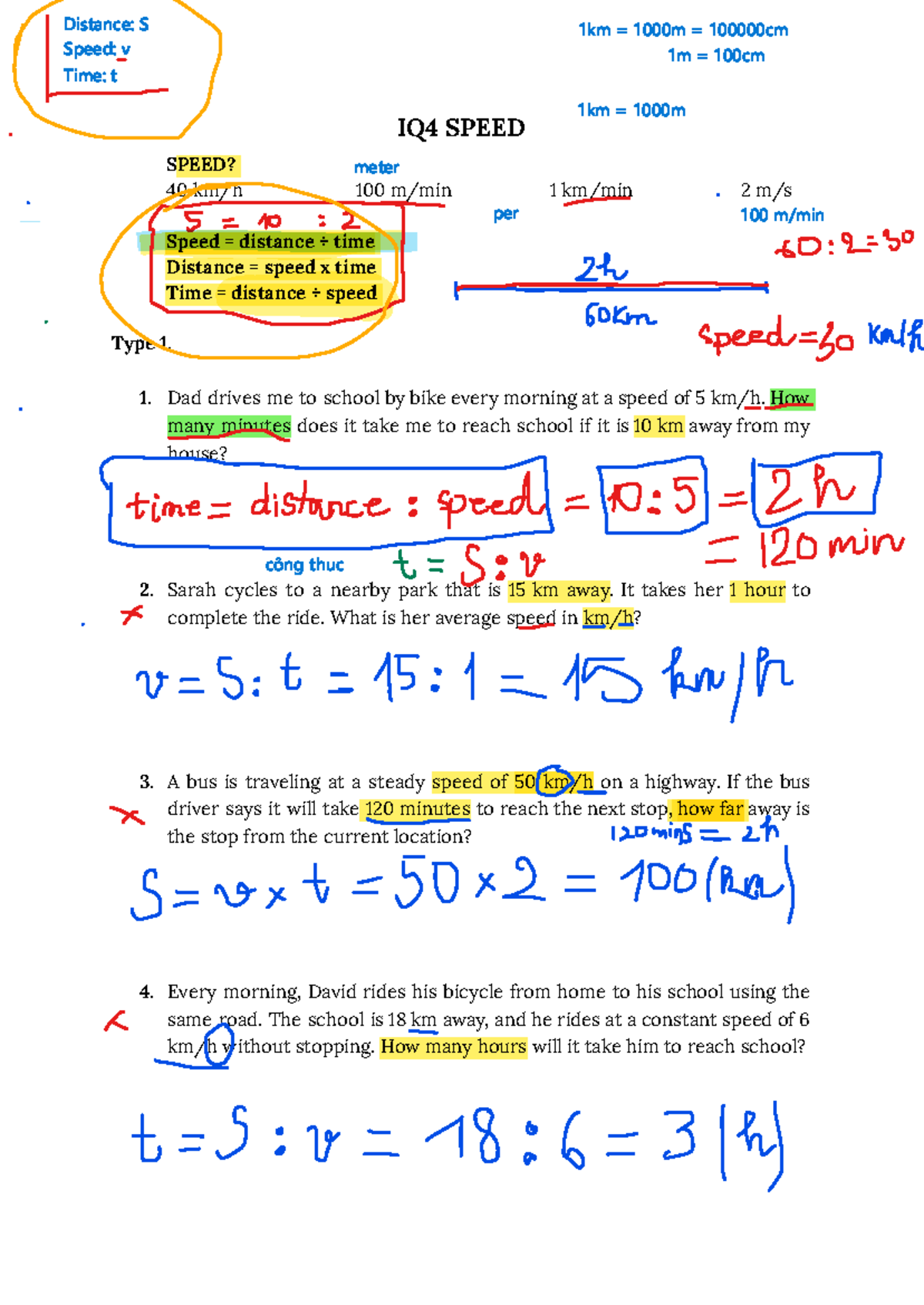 IQ4 Speed: Distance, Time, and Speed Calculations Notes - Studocu