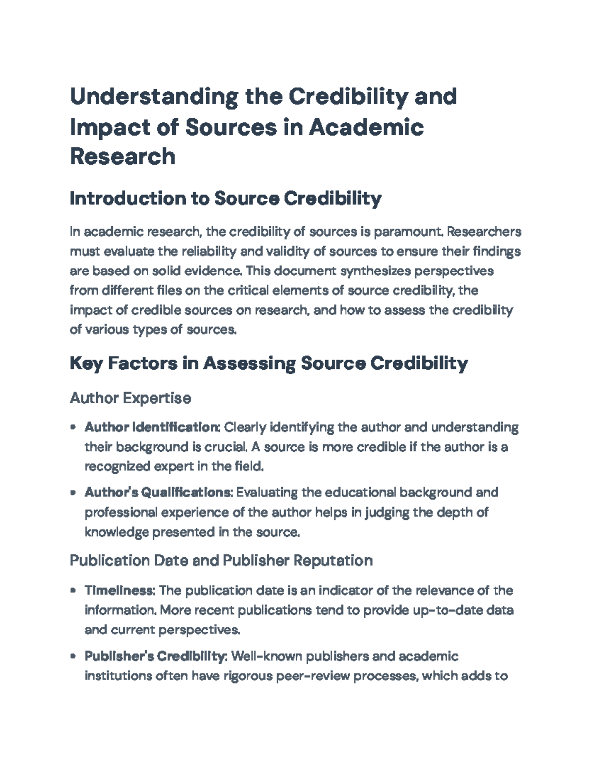 Evaluating Source Credibility in Academic Research: Key Factors ...