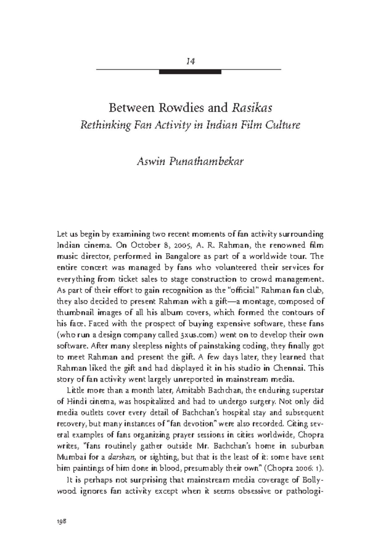 Rethinking Fan Activity in Indian Film Culture: A Study on A. R. Rahman ...