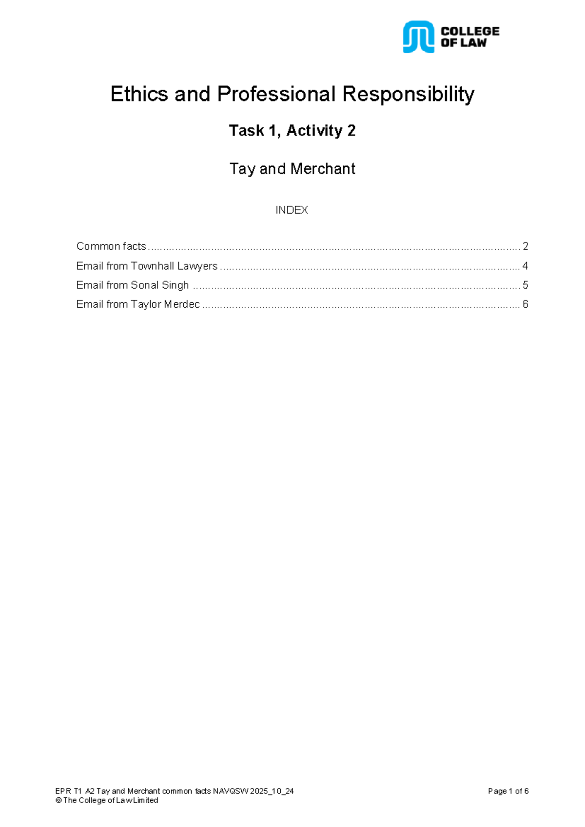 EPR T1 A2 Common Facts: Tay vs. Merchant Property Dispute Analysis ...