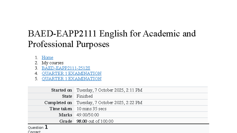 EAPP 1ST Quarter Examination Review and Answers - Studocu
