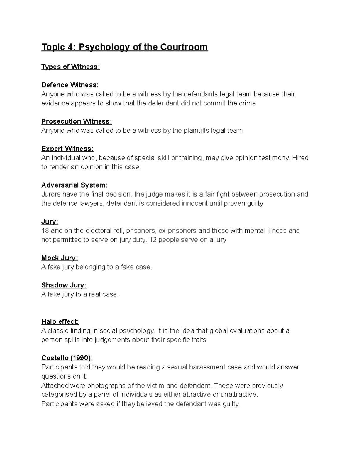 Psychology of the Courtroom (Topic 4) - Insights by Dixon et al. - Studocu