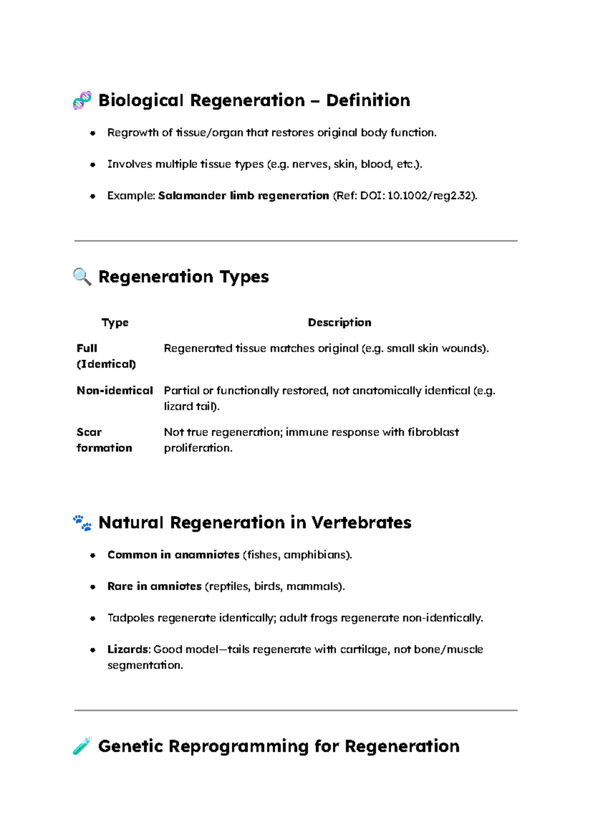 Biological Regeneration: Definition and Key Concepts in Tissue Regrowth ...