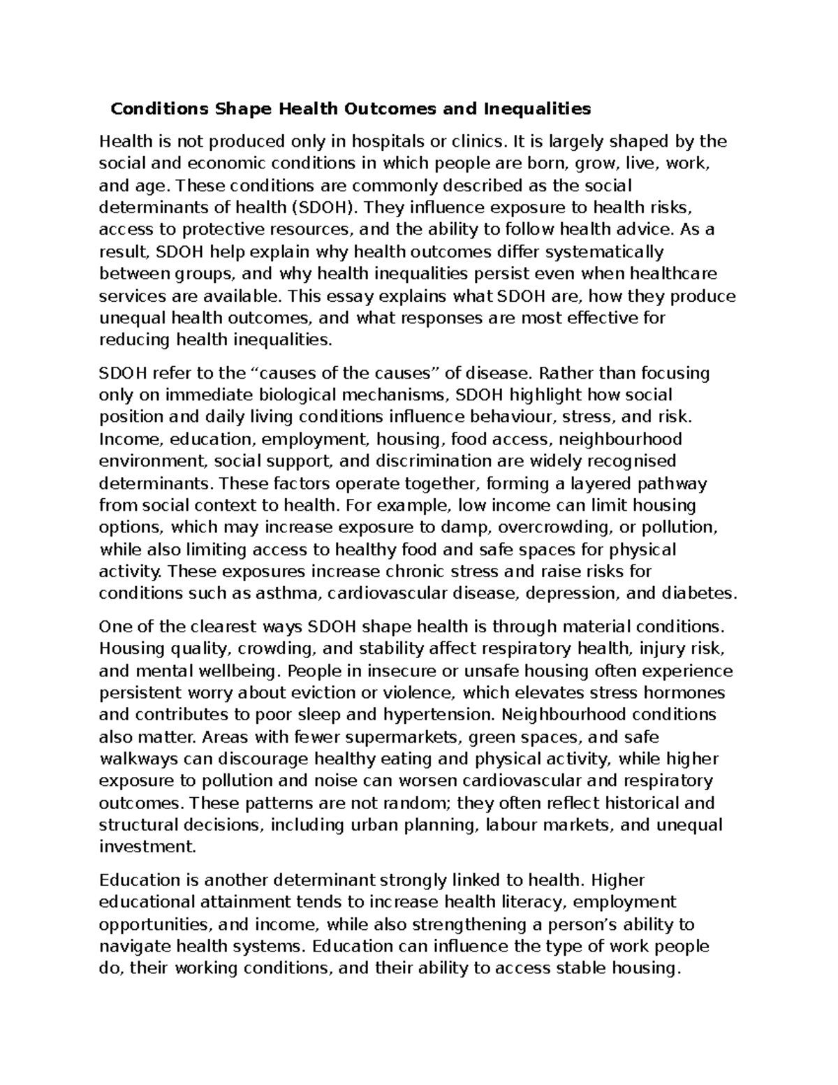 SDOH and Health Inequalities: Understanding the Impact on Outcomes ...
