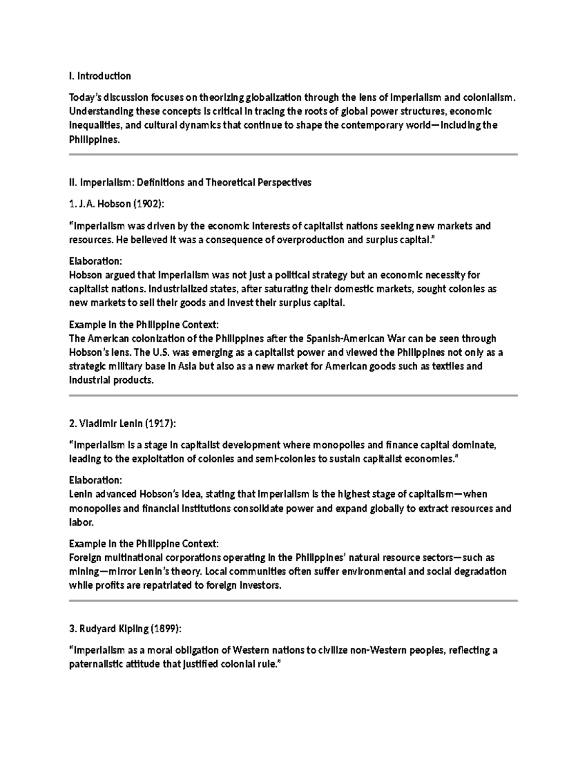 Theorizing Globalization: Imperialism and Colonialism in the ...