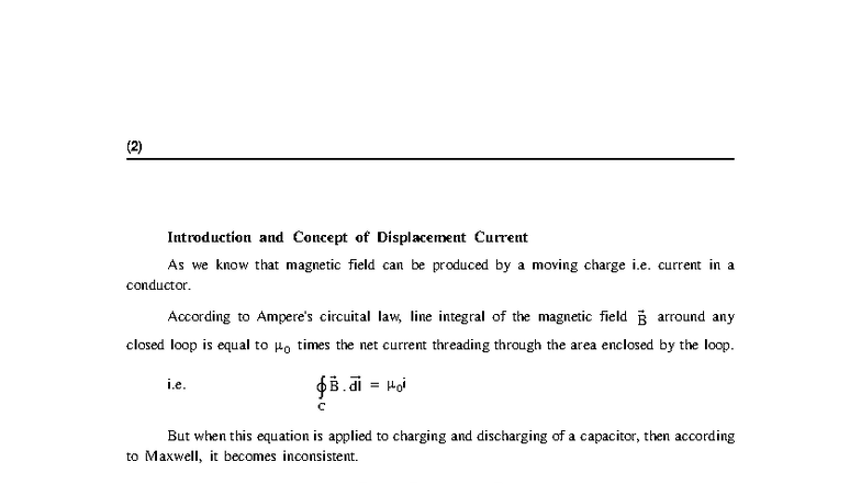 Displacement Current Concept in Electromagnetism (PHYS 101) - Studocu
