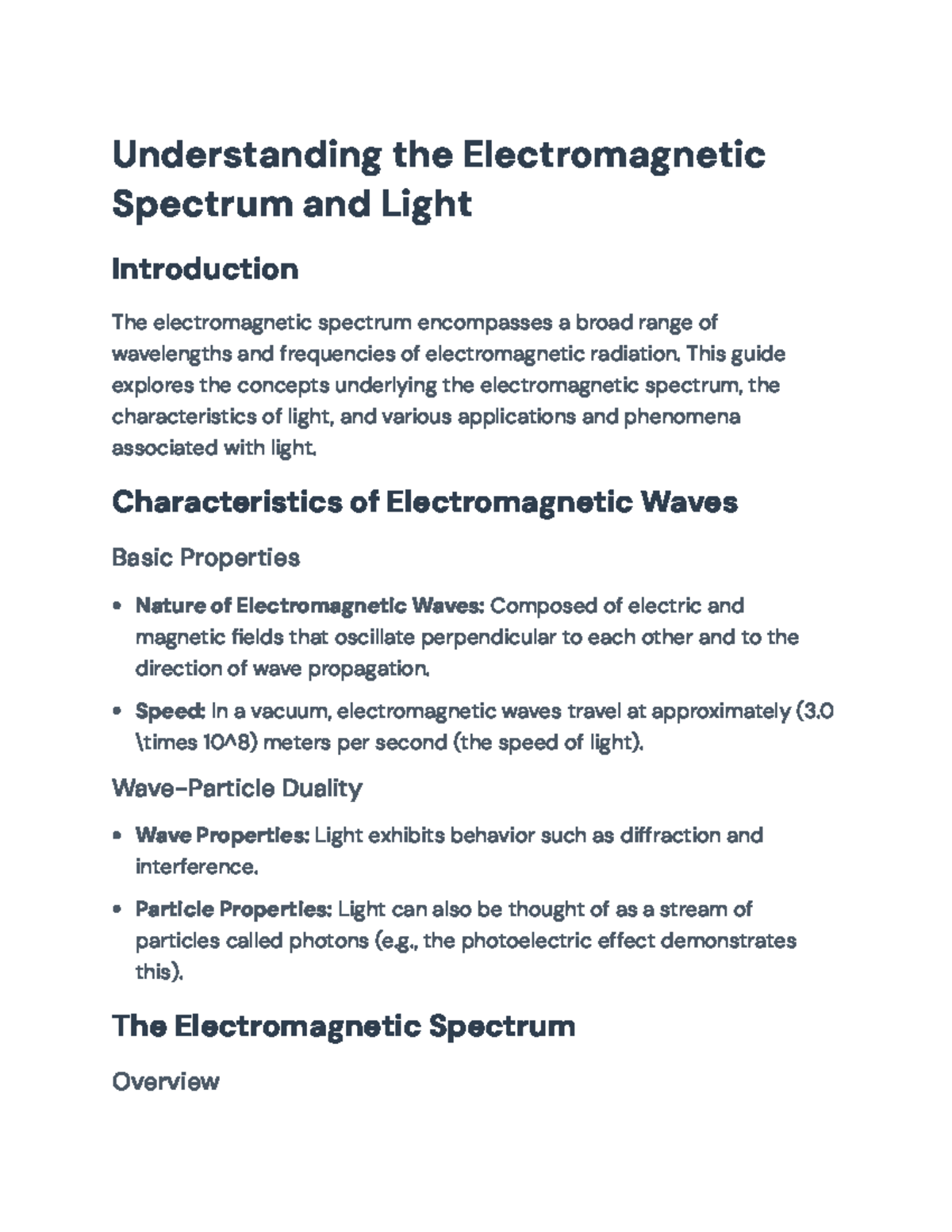 Understanding the Electromagnetic Spectrum and Light - PHYS 101 Notes ...