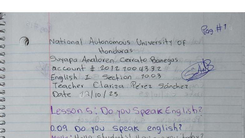 English 1 Section 1003 Lesson 5: Do You Speak English? - Studocu