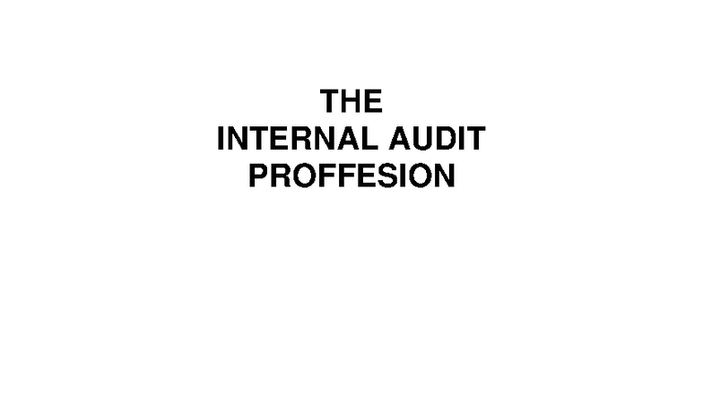 Internal Audit Profession Overview and Key Insights - Studocu