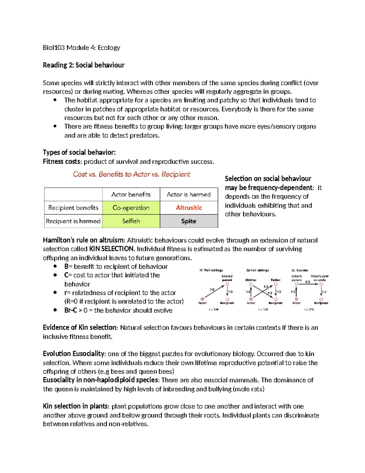 Biol103 Module 4: Social Behavior and Ecology Insights - Studocu