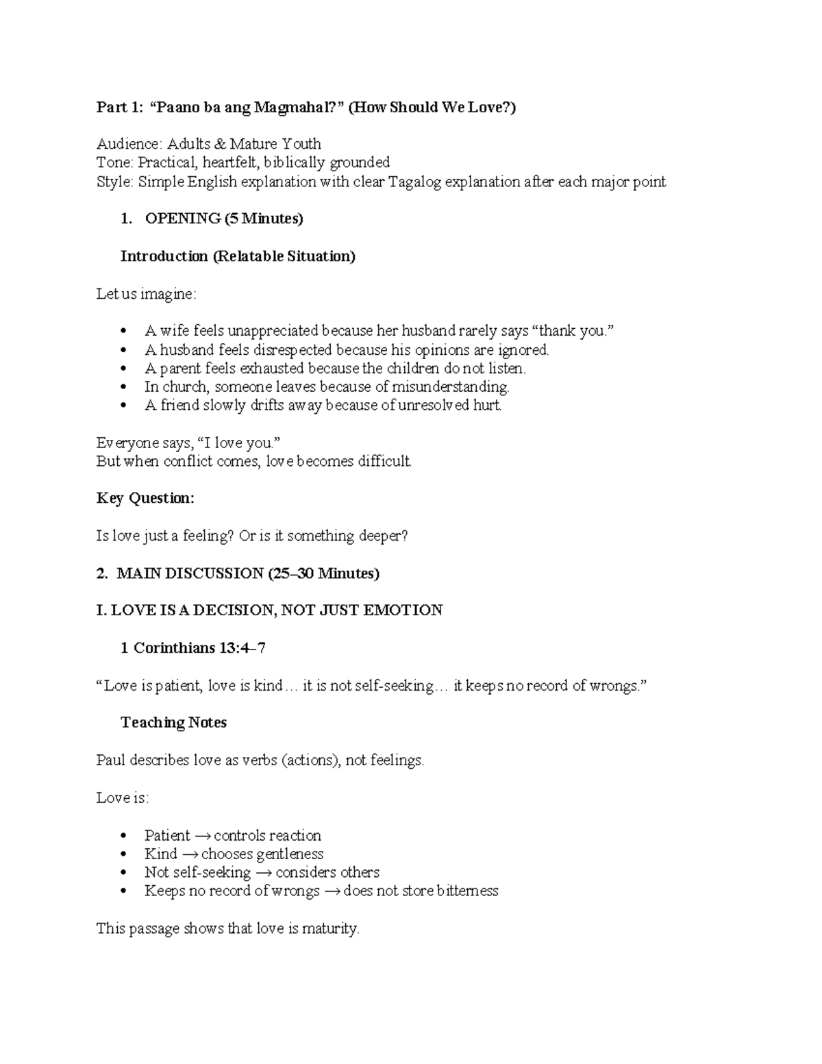 Sunday School Lesson: How to Love When Hurt (Part 1 & 2) - Studocu