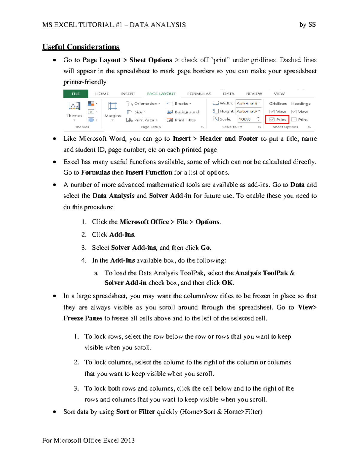 MS Excel Tutorial: Data Analysis Techniques for ECOR 2050 - Studocu