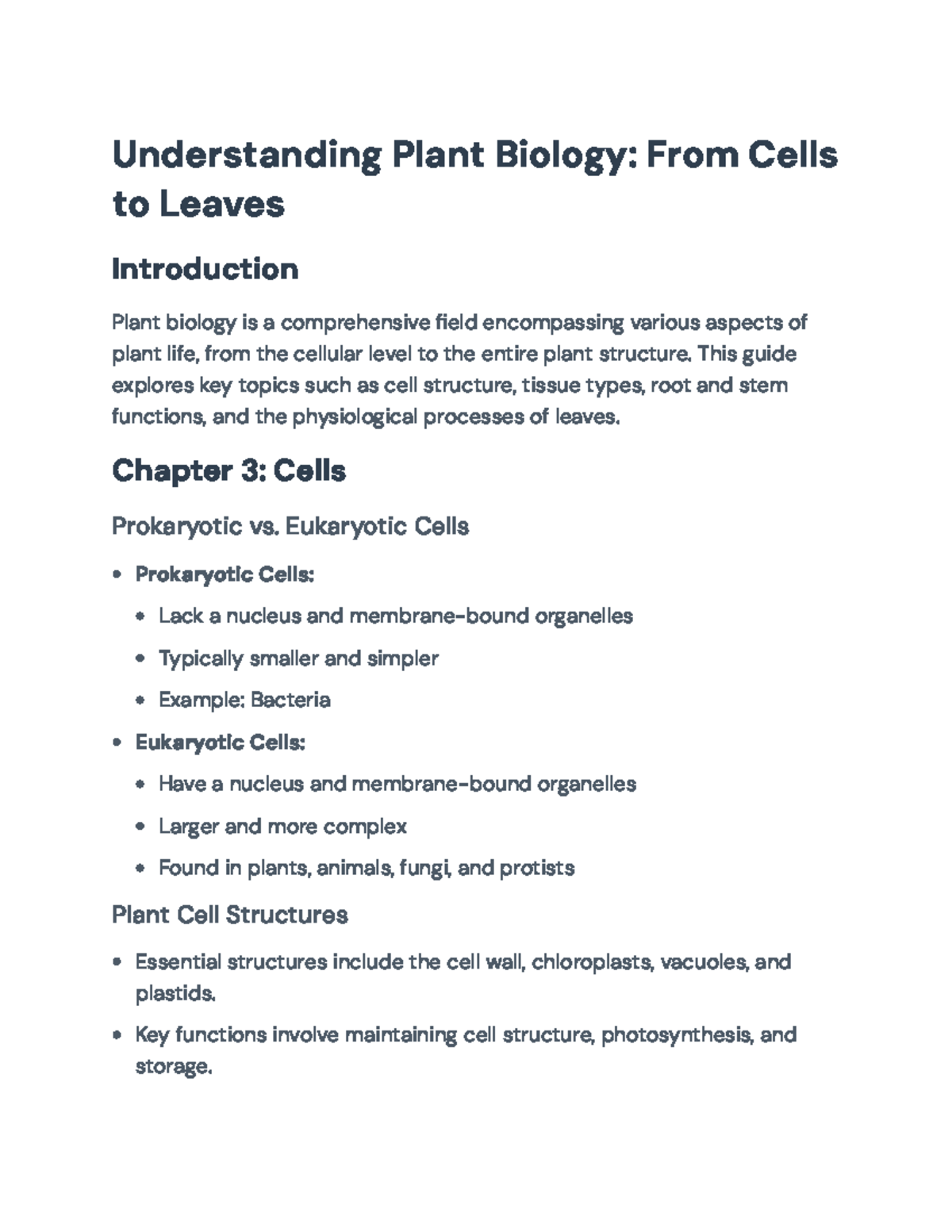 Understanding Plant Biology: Insights into Cells, Tissues, and Growth ...