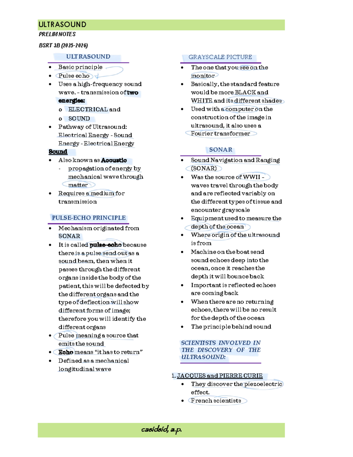 Ultrasound Prelim Notes BSRT 3B: Principles and Applications - Studocu