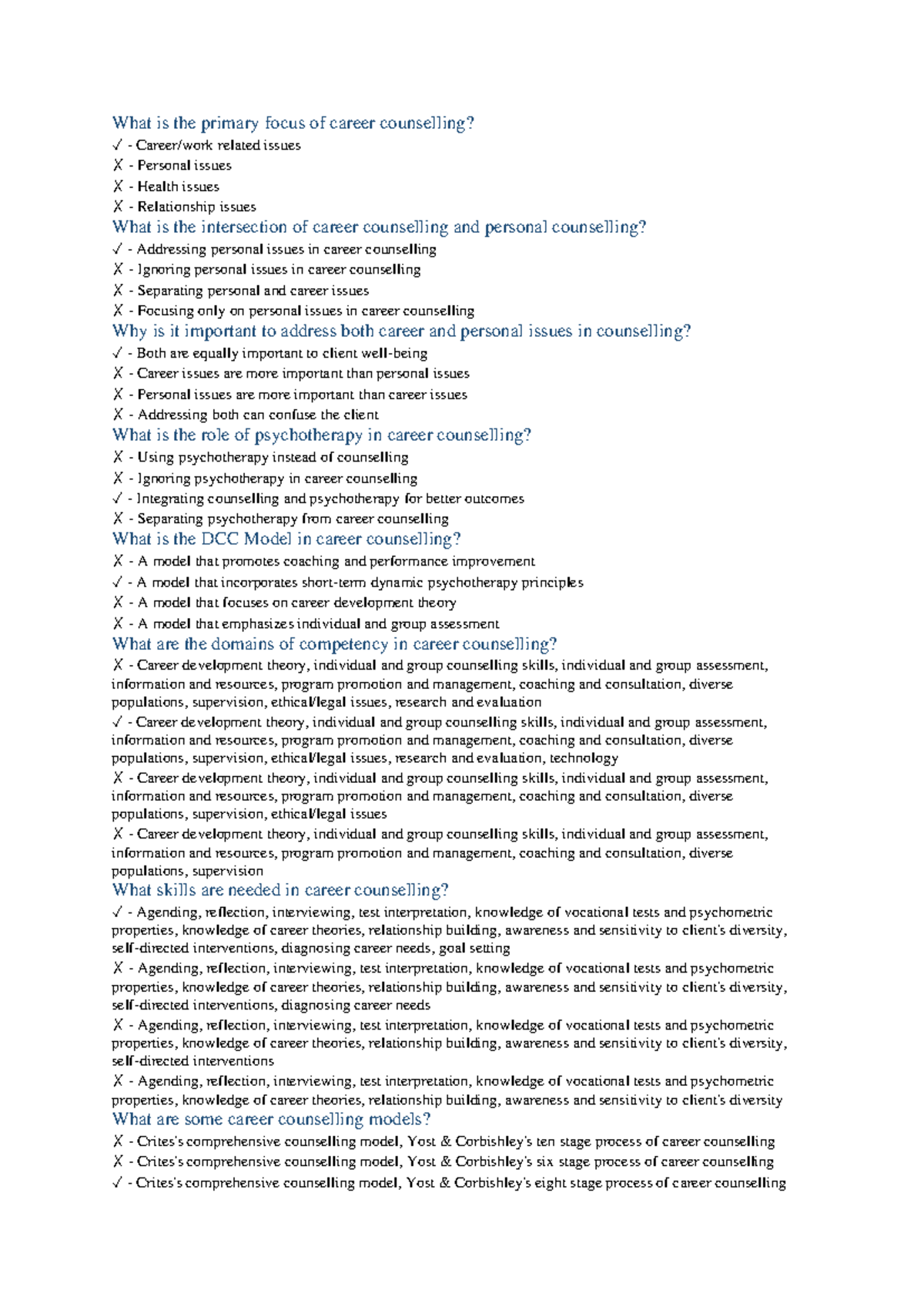 Career Counselling & Assessment MCQs: A Study Guide for All Learners ...