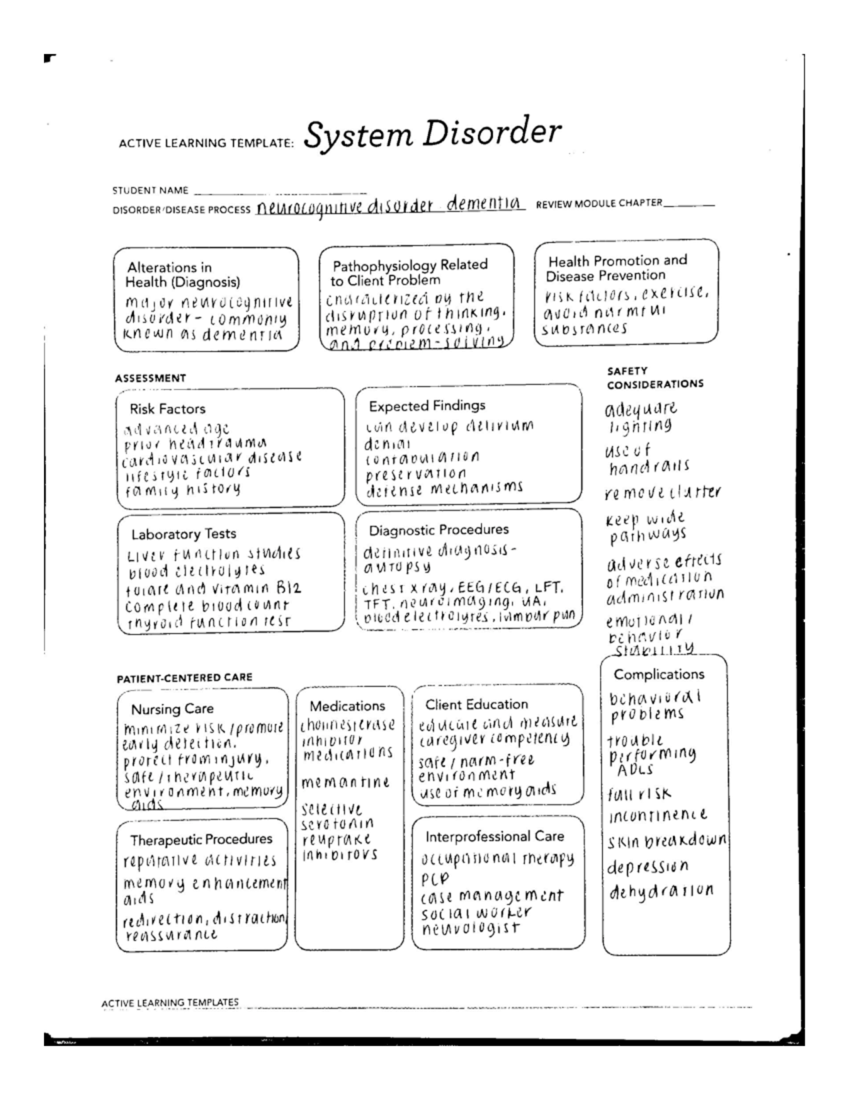 ATI System Disorder Dementia - NU 307/8 - Studocu
