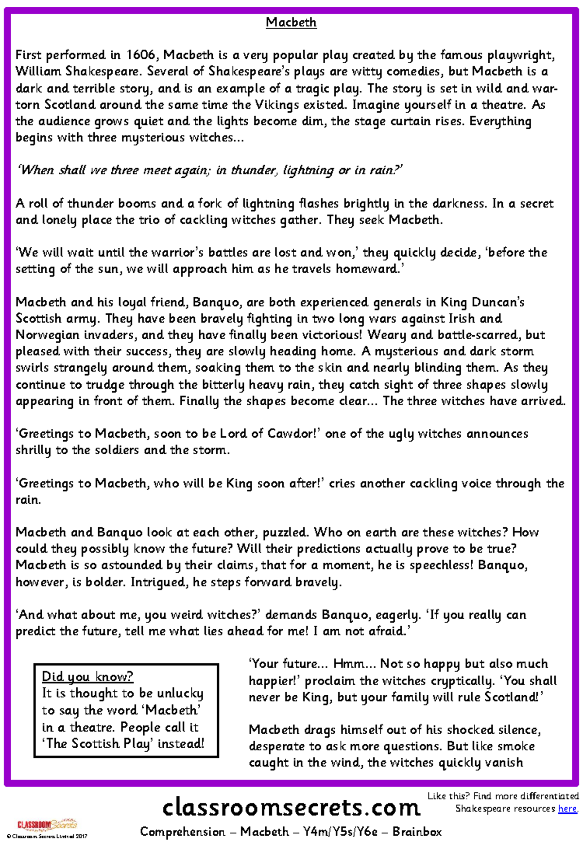 Comprehension Questions and Answers on Macbeth (ENG101) - Studocu