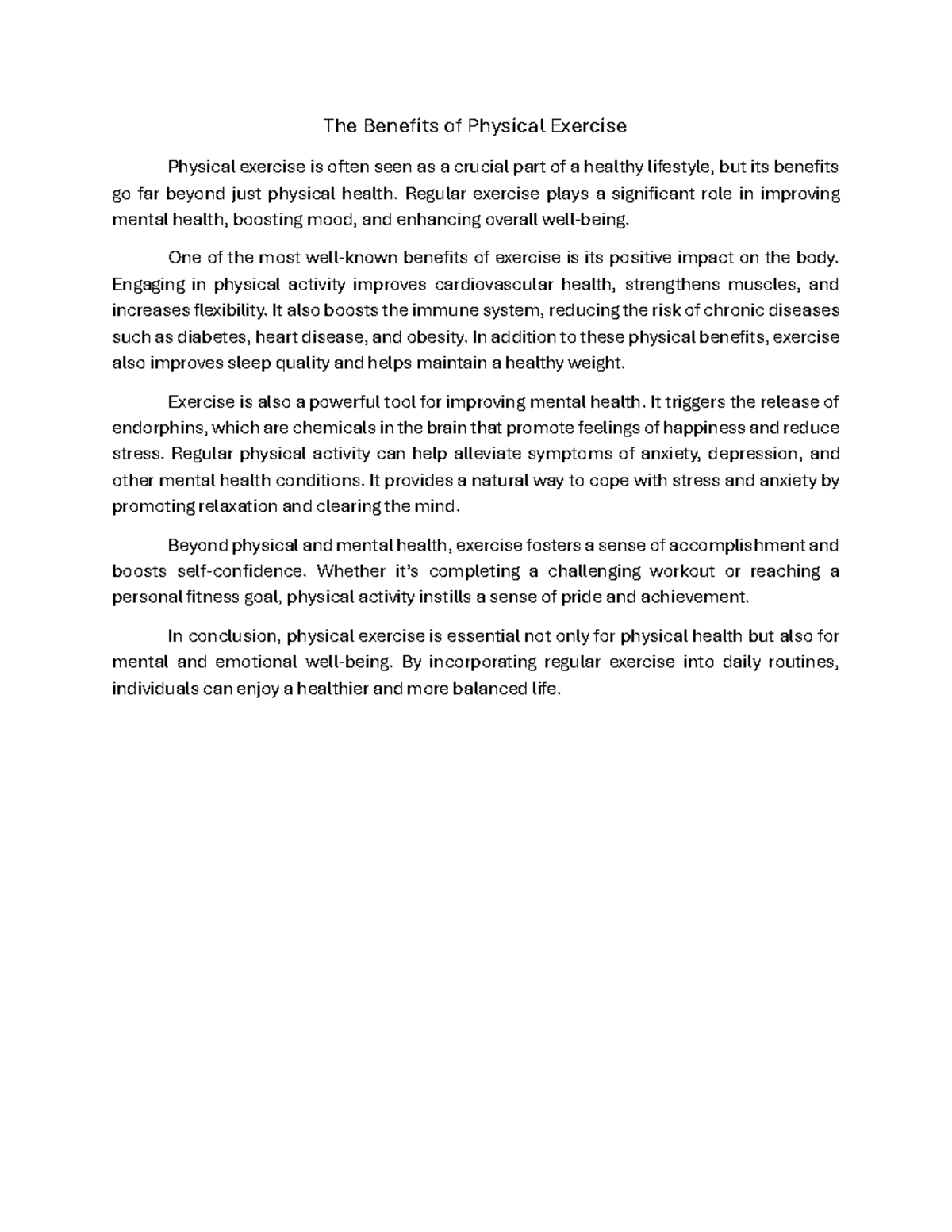 The Comprehensive Benefits of Physical Exercise - Studocu