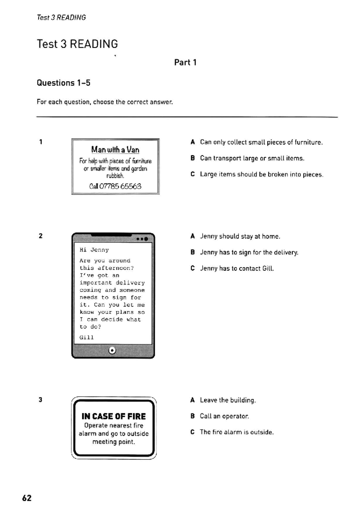 Test 3 PET Reading and Listening Practice Questions - Studocu