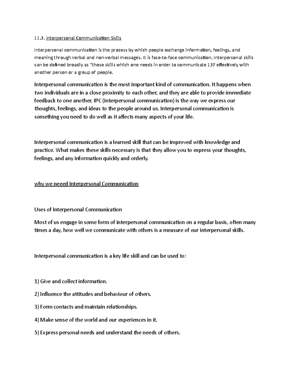 Psychology - Interpersonal Communication Skills Overview - Studocu