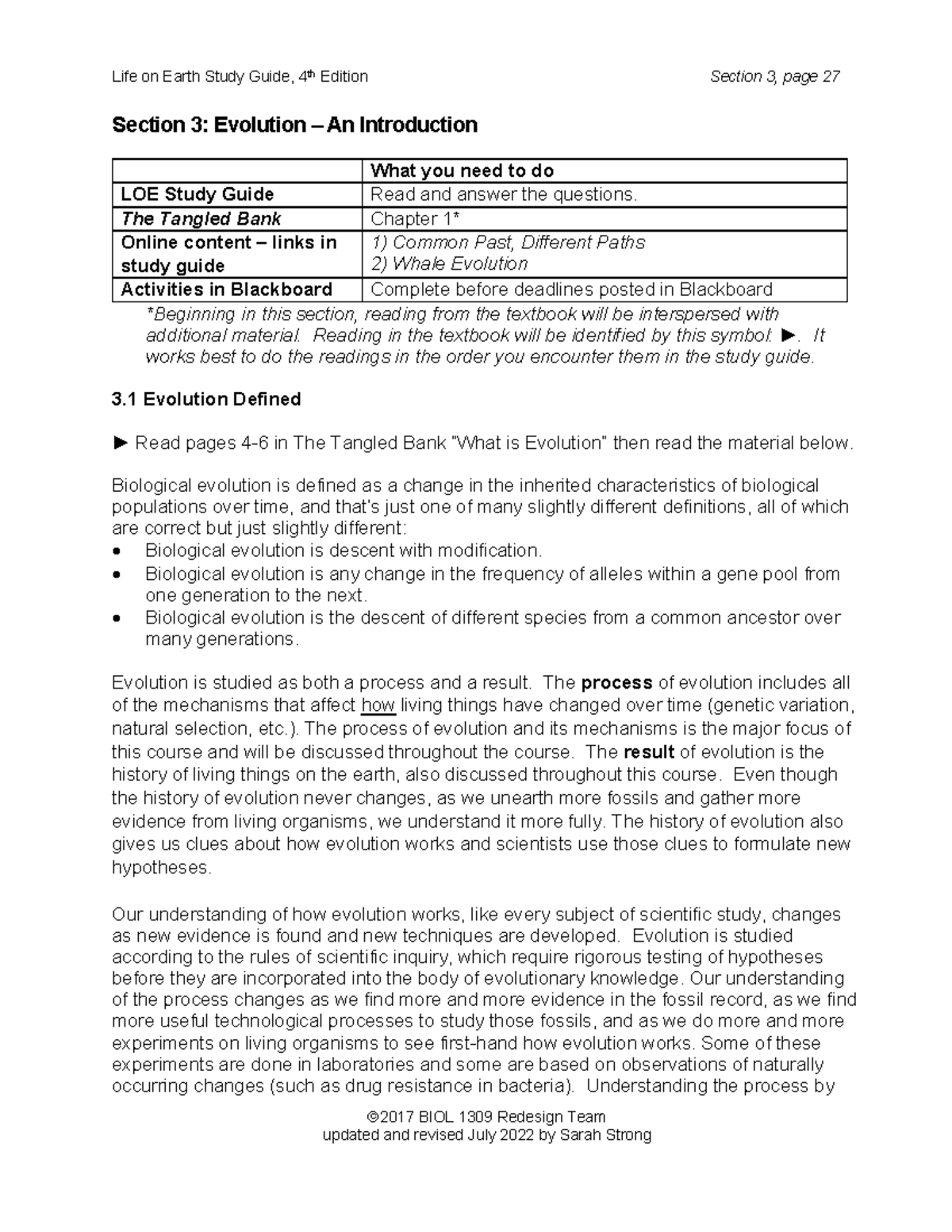 Life on Earth Study Guide: Evolution and Evidence Overview (BIOL 1309 ...