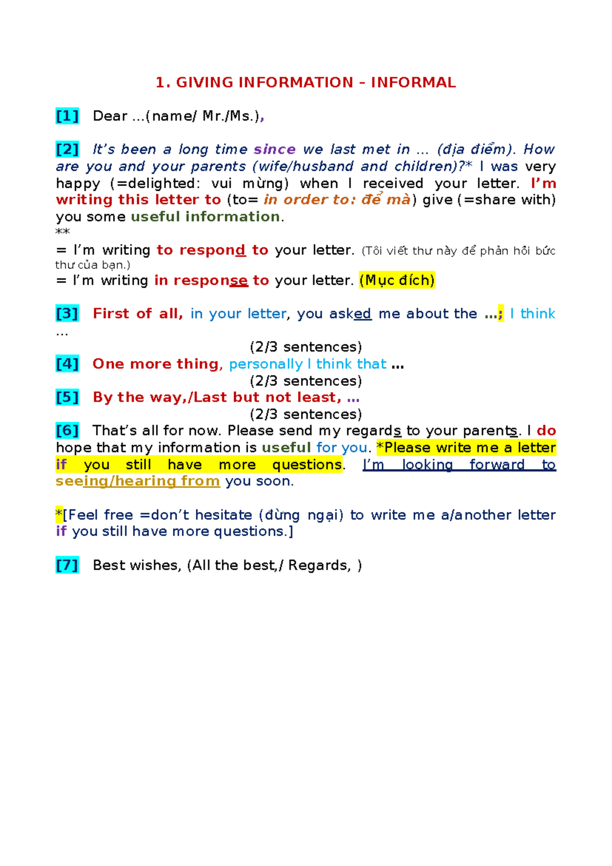 Letter Template for Informal Communication - jygkhkj - Studocu