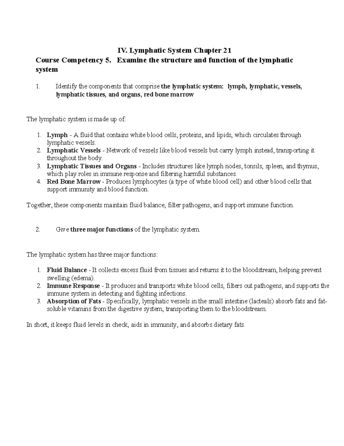 BIO151 Lymphatic System & Immunity Overview: Chapter 21 Notes - Studocu