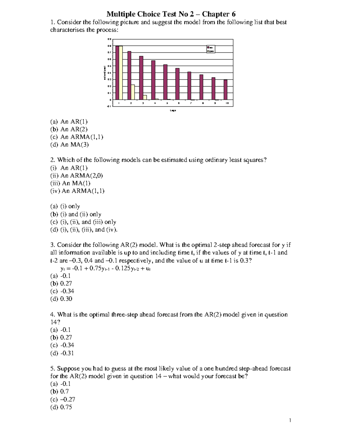 Test Bank Questions for Chapter 6 (Part 2) - PA, TS - Studocu