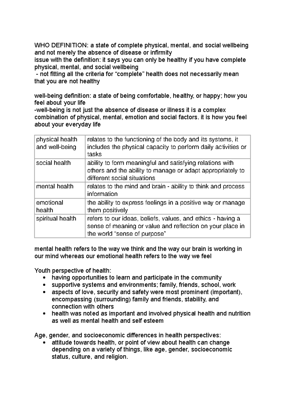 VCE HEALTH & HUMAN DEV UNIT 1 AOS 1: Perspectives on Health & Well ...