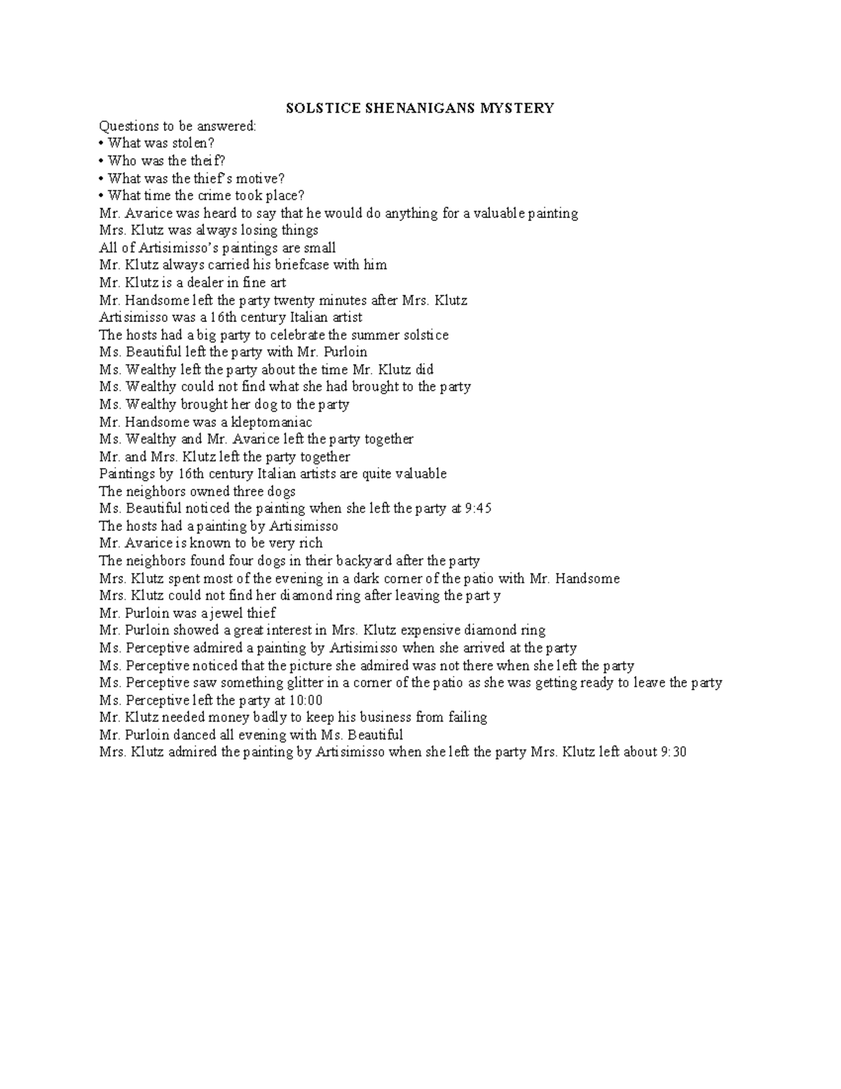 Cognitive Case Study: Solstice Shenanigans Mystery Analysis - Studocu