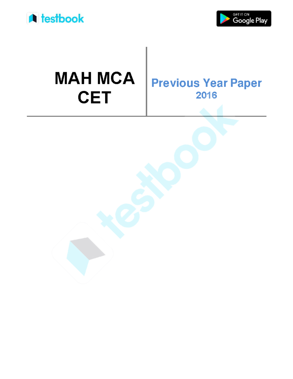 MAH MCA CET Official Paper 2016: Complete Question Set and Solutions ...