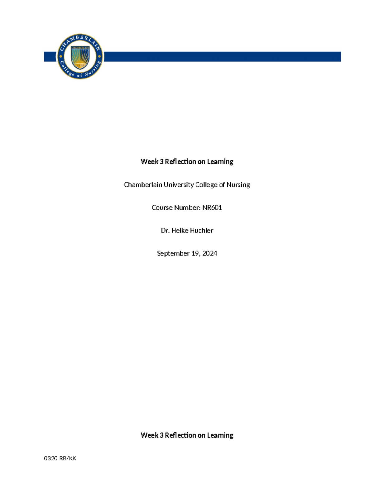 NR601 Week 3 i-Human Assignment Reflection 09 - Week 3 Reflection on ...