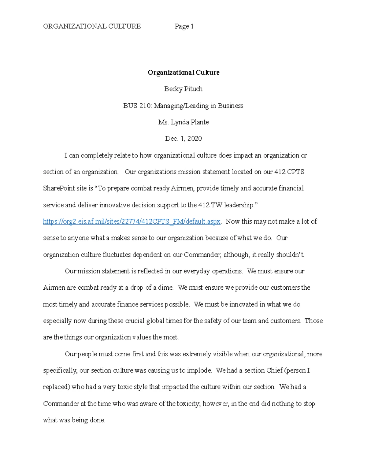 BUS 210 Module 6 Assignment Organizational Structures ...