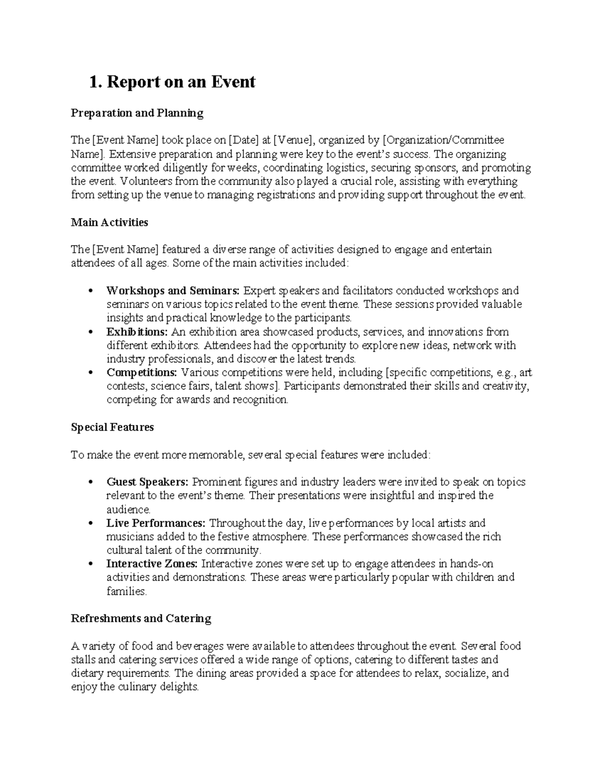 Report Writing Samples for Successful Event Organization - Studocu