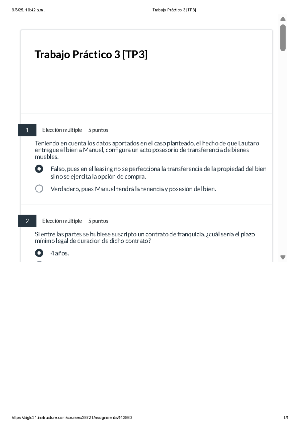 TP3: Trabajo Práctico 3 - Elección Múltiple y Marco Legal - Studocu
