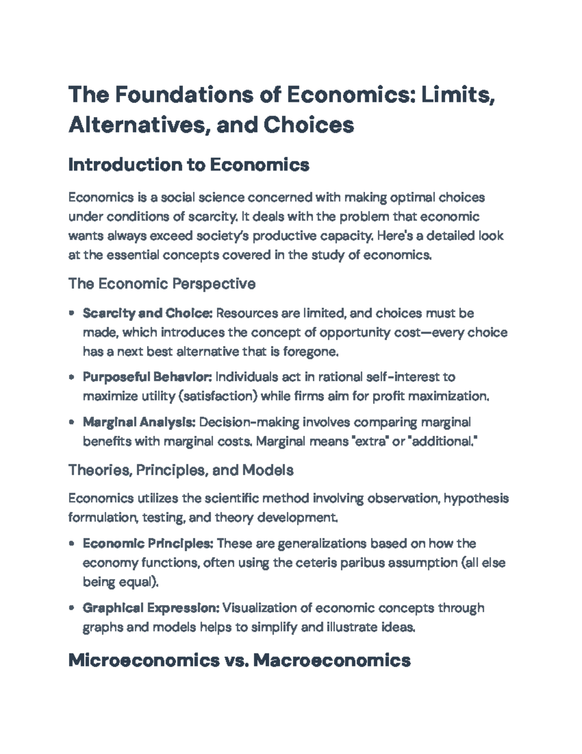 Foundations of Economics: Scarcity, Choice, and Resource Allocation ...