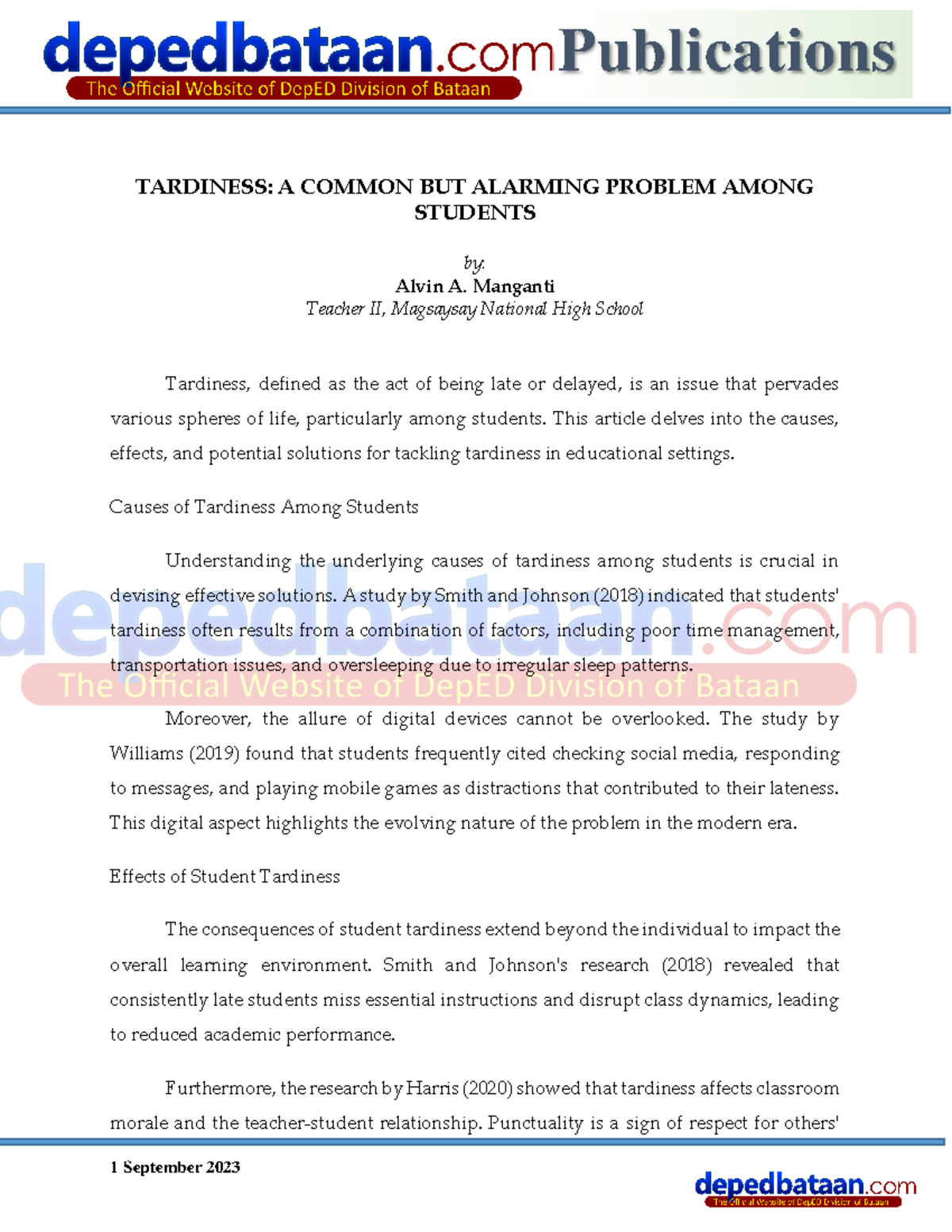 Tardiness Issues Among Students: Causes, Effects, and Solutions - Studocu