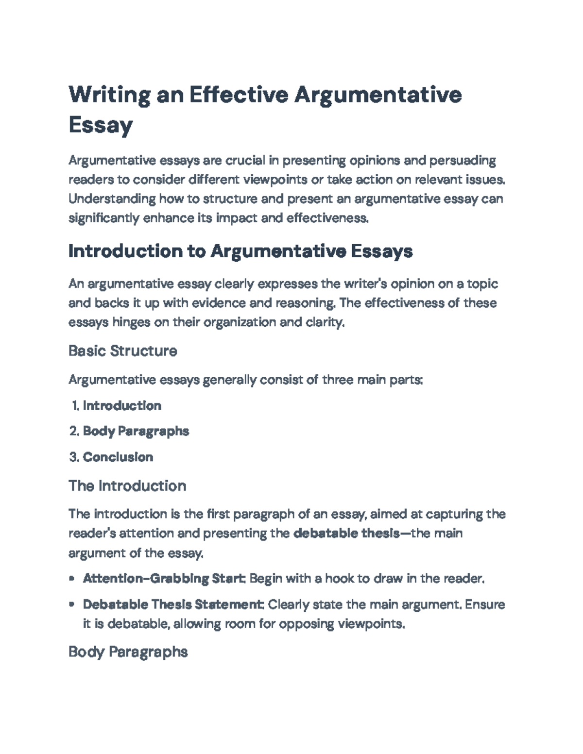 Effective Strategies for Writing Argumentative Essays: Key Structure ...