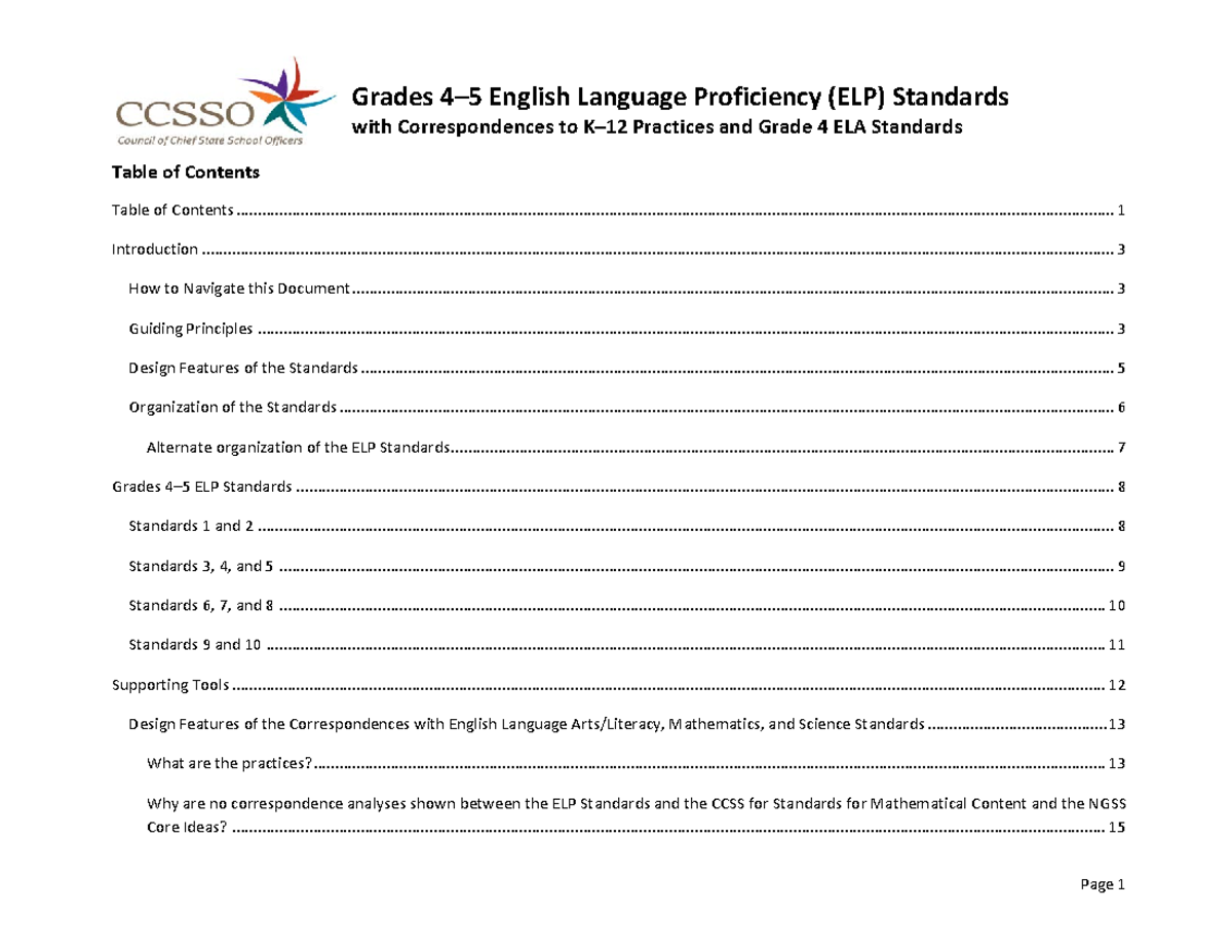ELPStandards Grade 4-5 ELAGrade 4Final - Grades 4–5 English Language ...