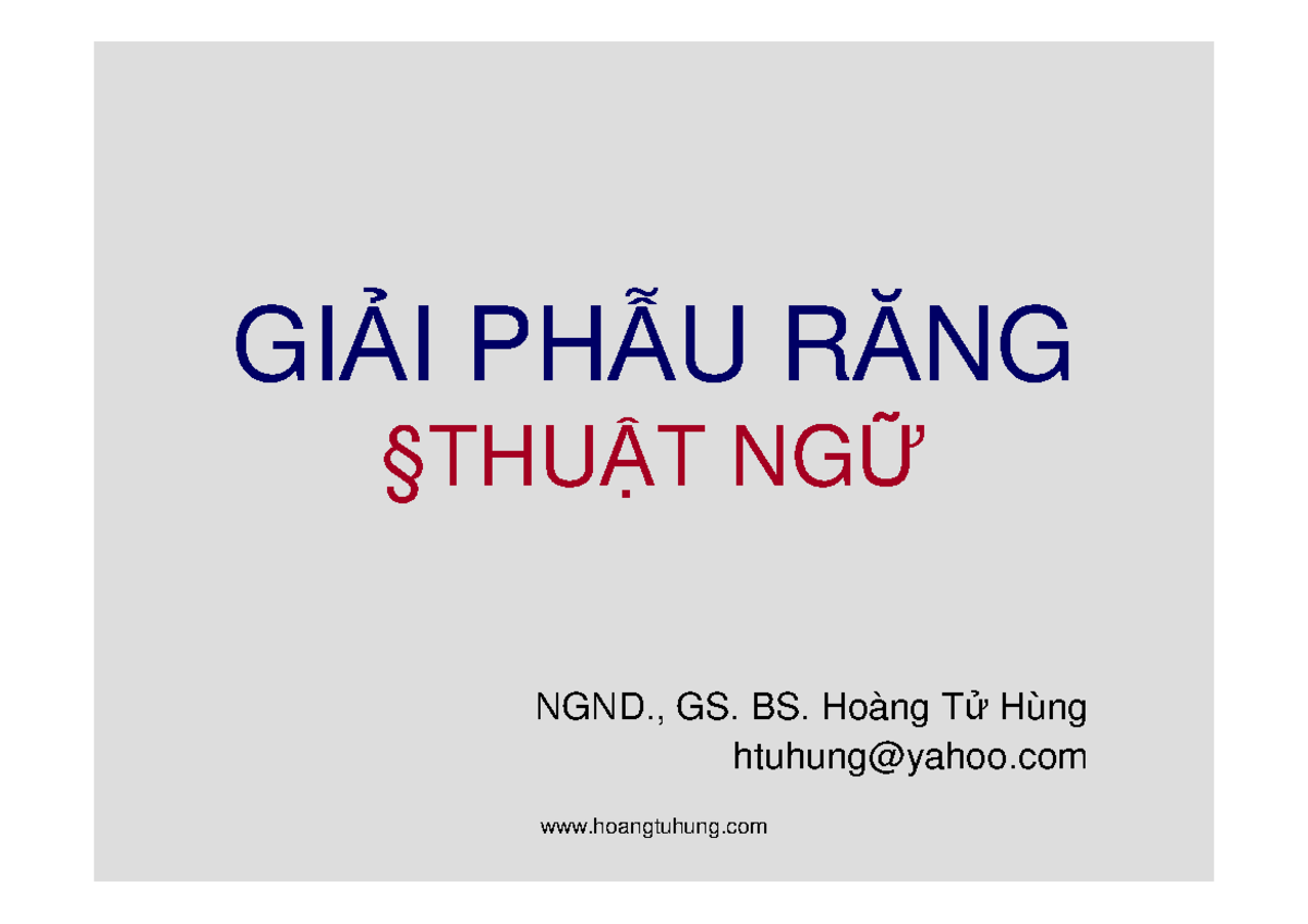 [123doc] - thuat-ngu-giai-phau-rang - GI I PH U RĂNG §THU T NG NGND., GS. BS. Hoàng T Hùng - Studocu