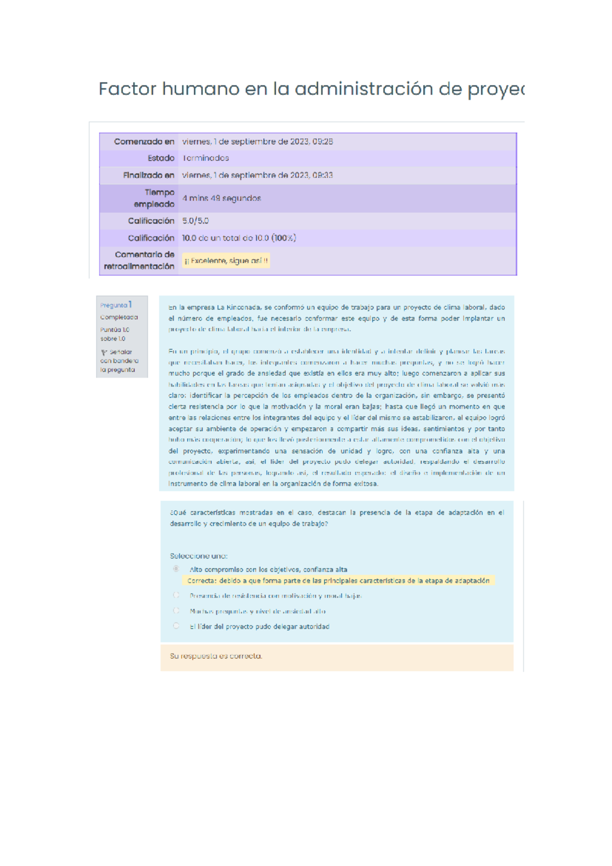 Factor Humano Autocalificable en Administración de Proyectos - Studocu