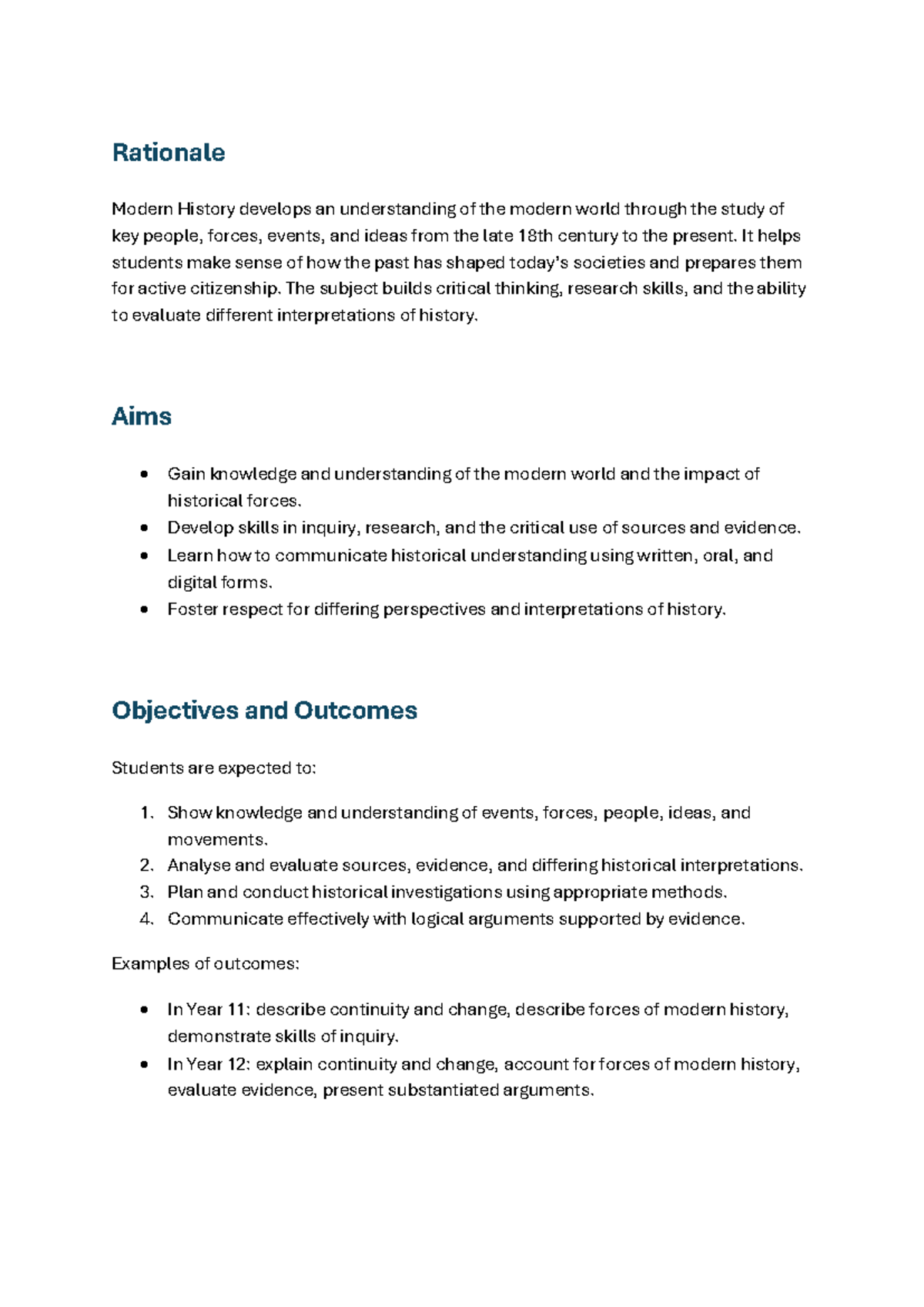 Modern History Syllabus (HSC) - Understanding the Modern World - Studocu