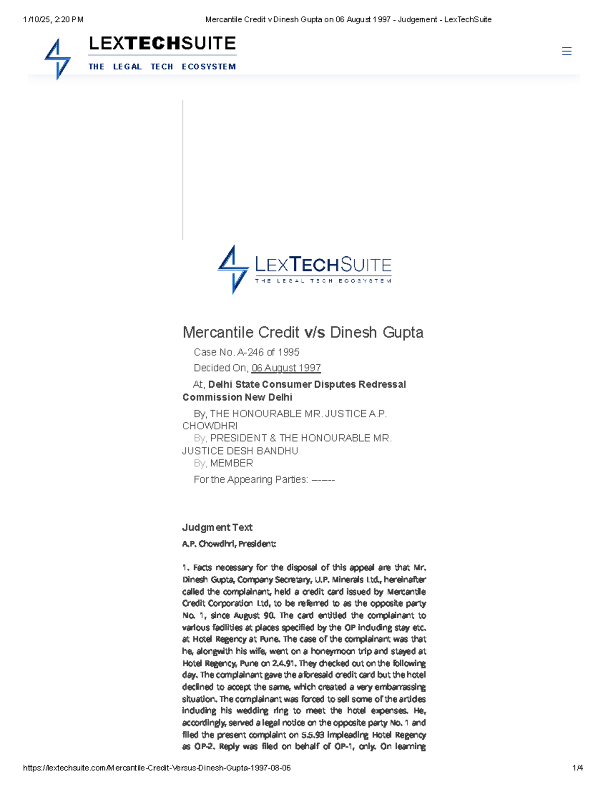 Mercantile Credit v Dinesh Gupta on 06 August 1997 - Judgement - Lex ...