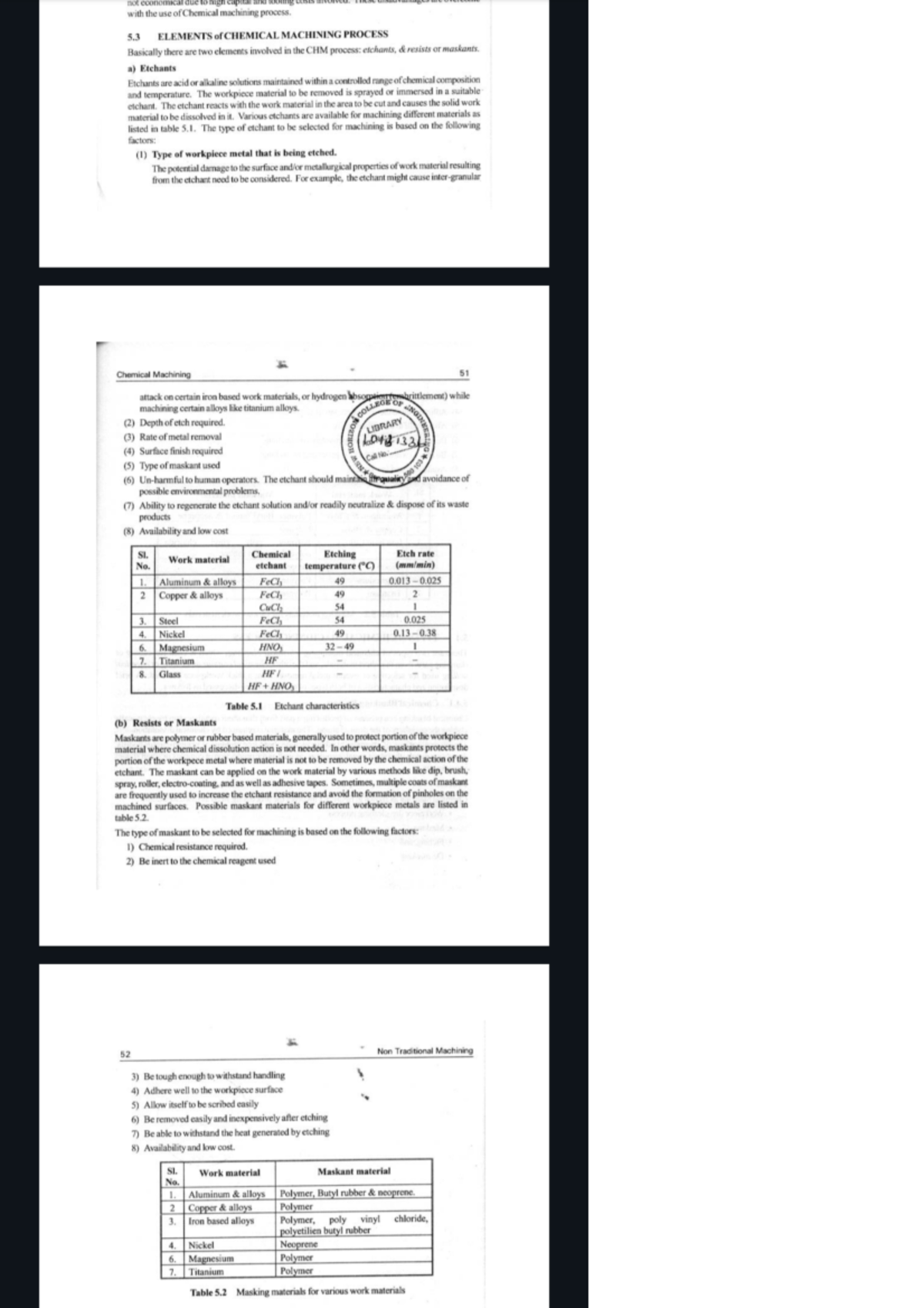 Ntm3 - Lecture Notes on Chemical Machining Processes and Applications ...