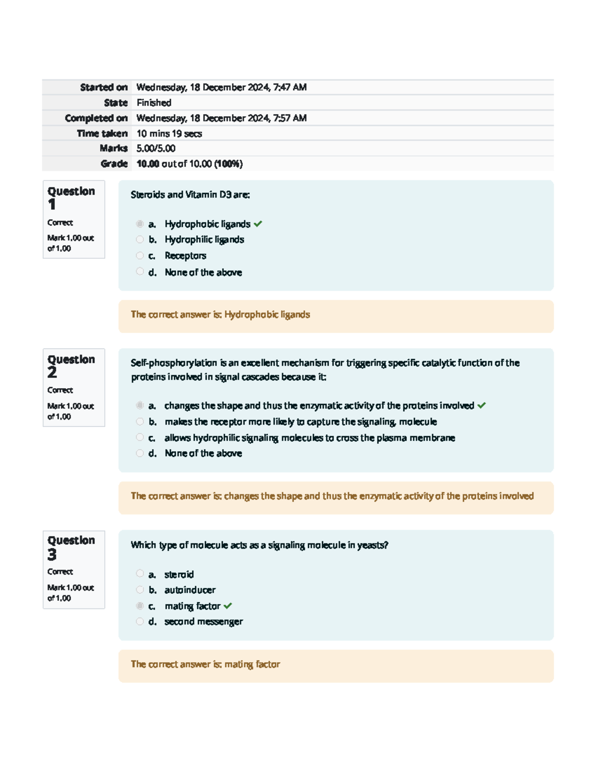 Self-Quiz Unit 5 Attempt review Home - Question 1 Correct Mark 1 out of 1. Question 2 Correct ...