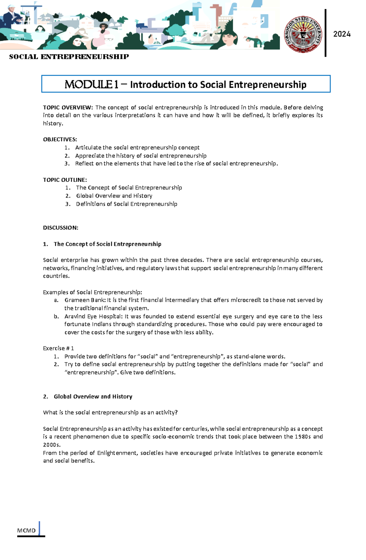 Module 1: Intro to Social Entrepreneurship (SOC 101) - Key Concepts ...